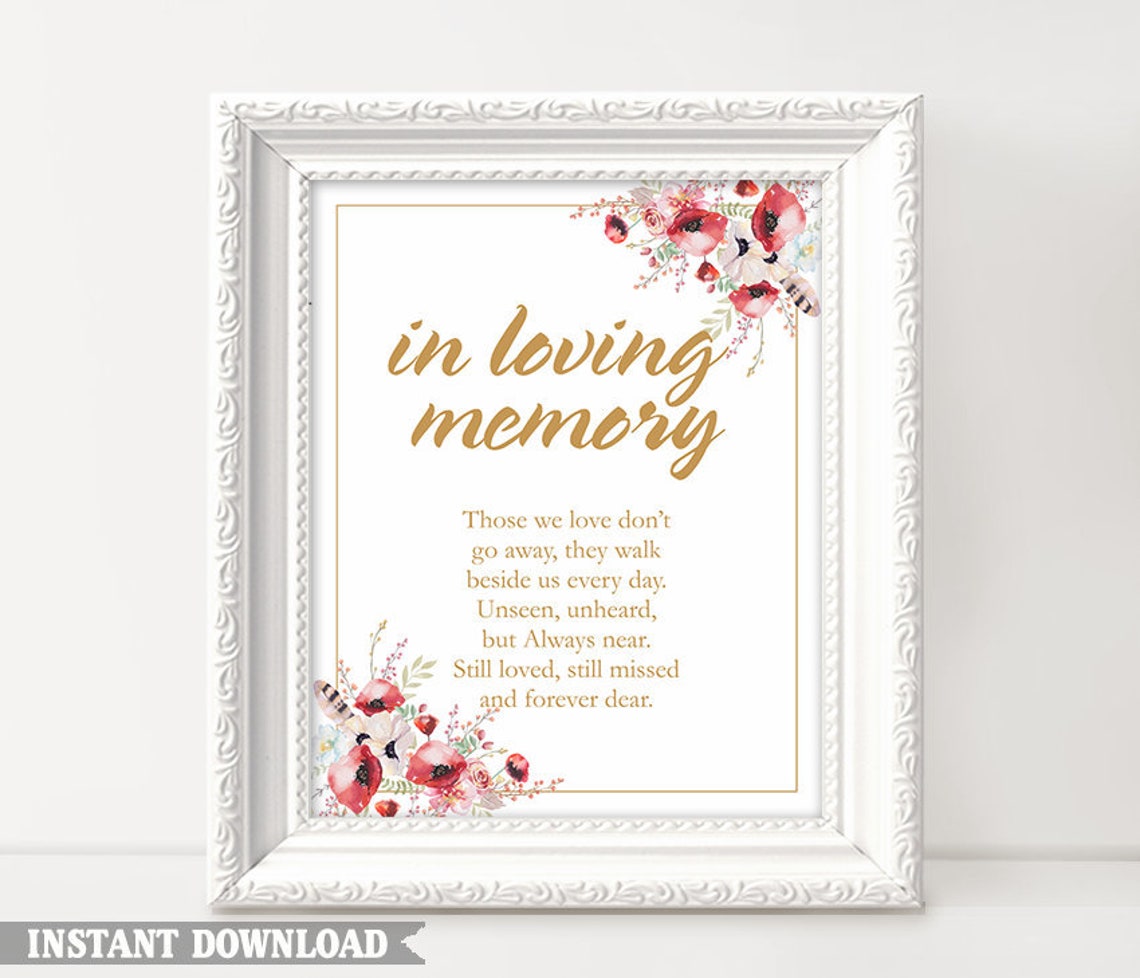 In Loving Memory Printable Wedding Signs Templates - Etsy