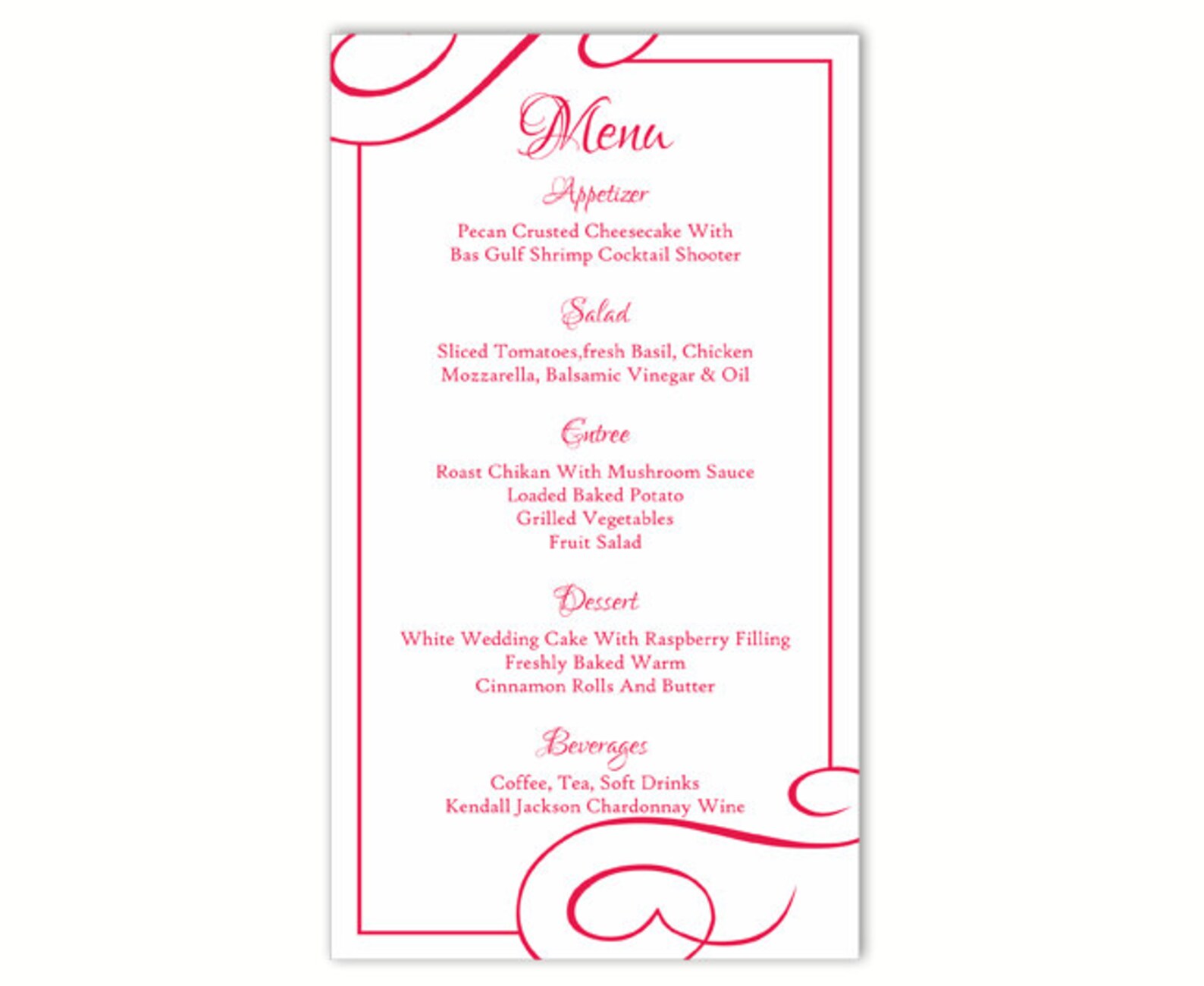 Wedding Menu Template DIY Menu Card Template Editable Text - Etsy
