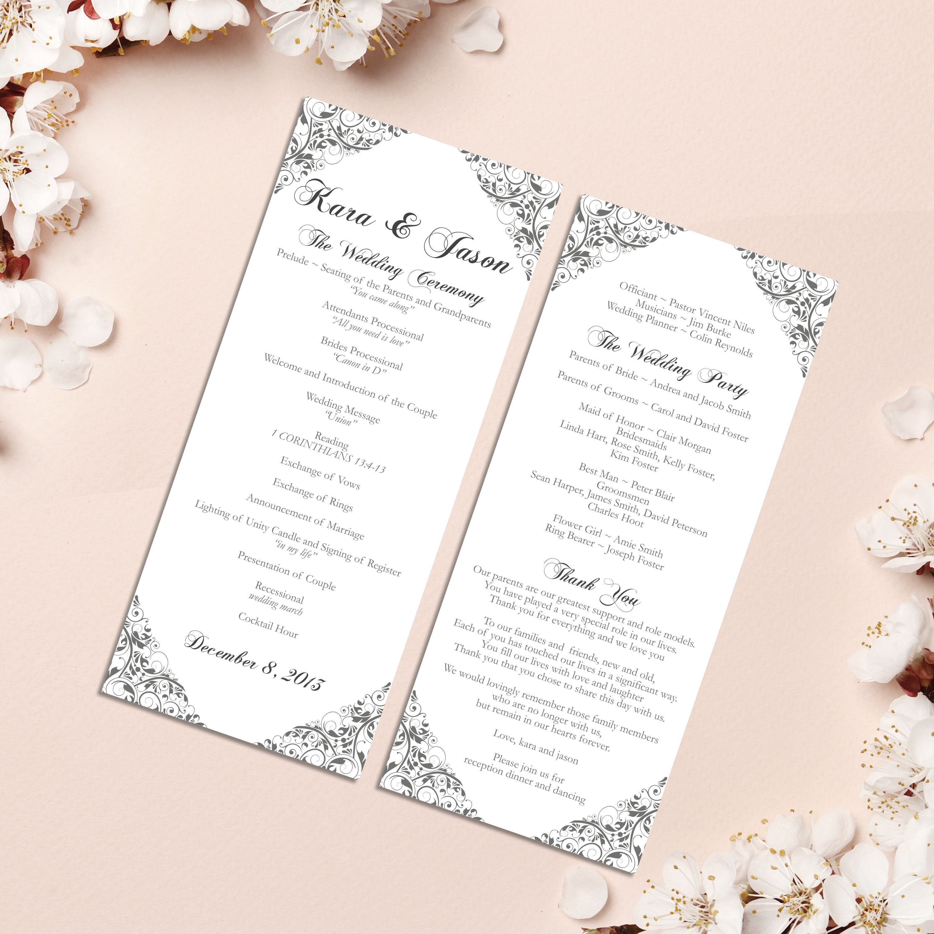 Wedding Program Template DIY Editable Word File Instant Download ...