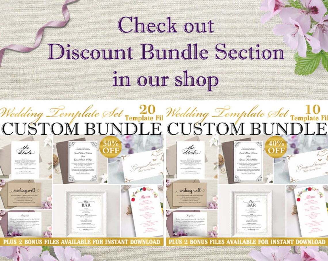 Wedding Menu Template DIY Menu Card Template Editable Text - Etsy