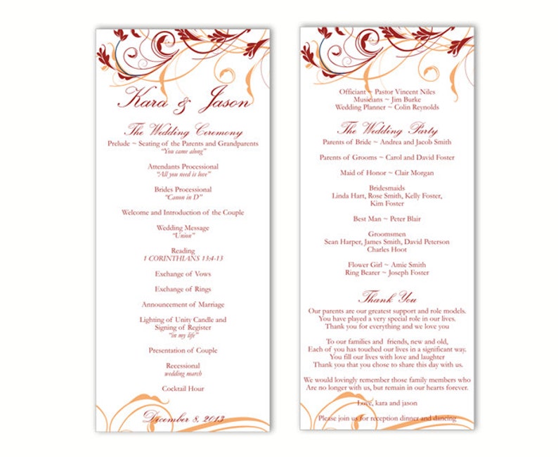 Wedding Program Template DIY Editable Text Word File Download Program ...