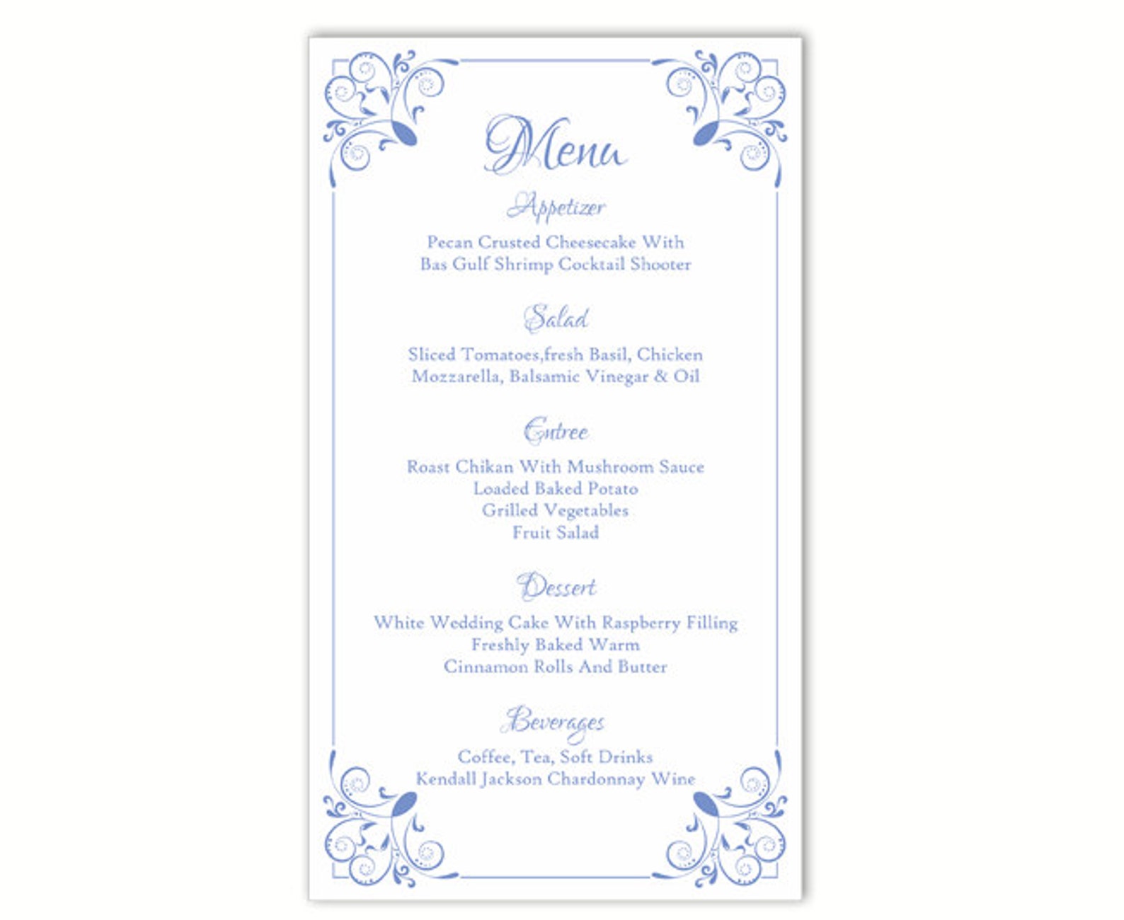 Wedding Menu Template DIY Menu Card Template Editable Text - Etsy