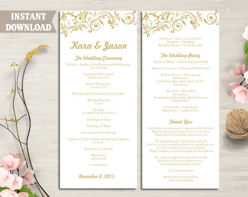 Wedding Program Template DIY Editable Word File Instant Download ...