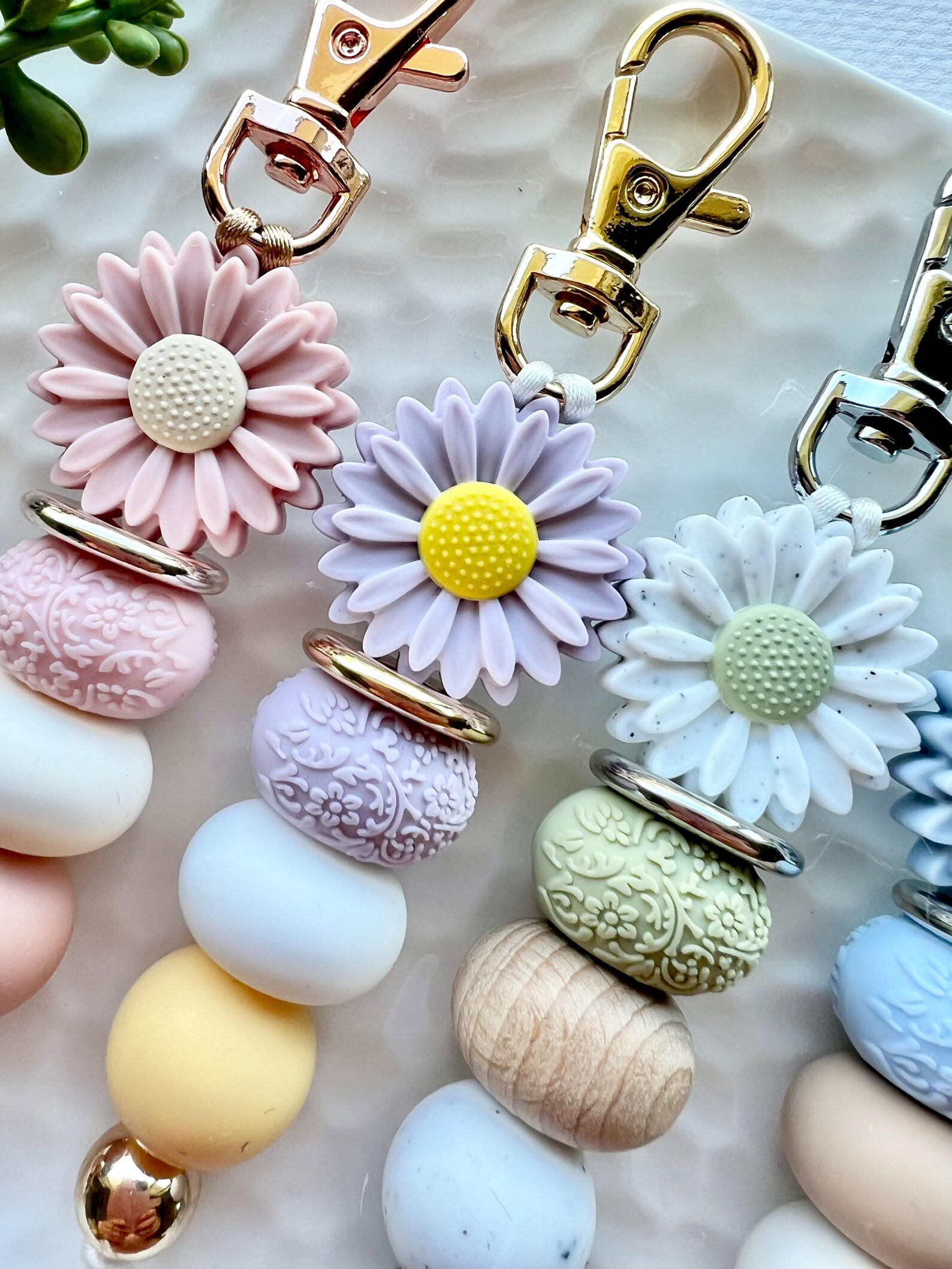 Silicone Bead Keychain-beaded Keychain-beaded Keyring-handbag - Etsy