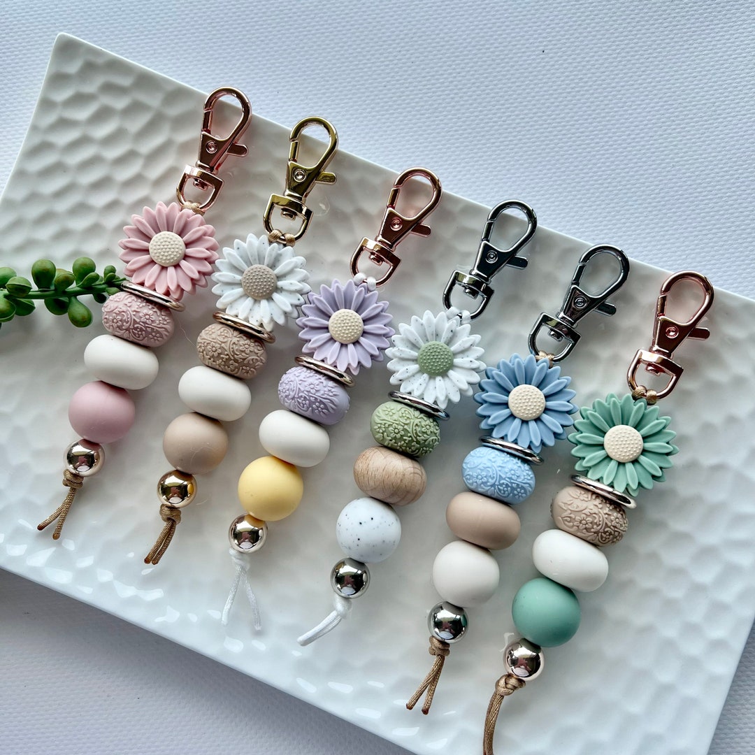 Silicone Bead Keychain-beaded Keychain-beaded Keyring-handbag ...