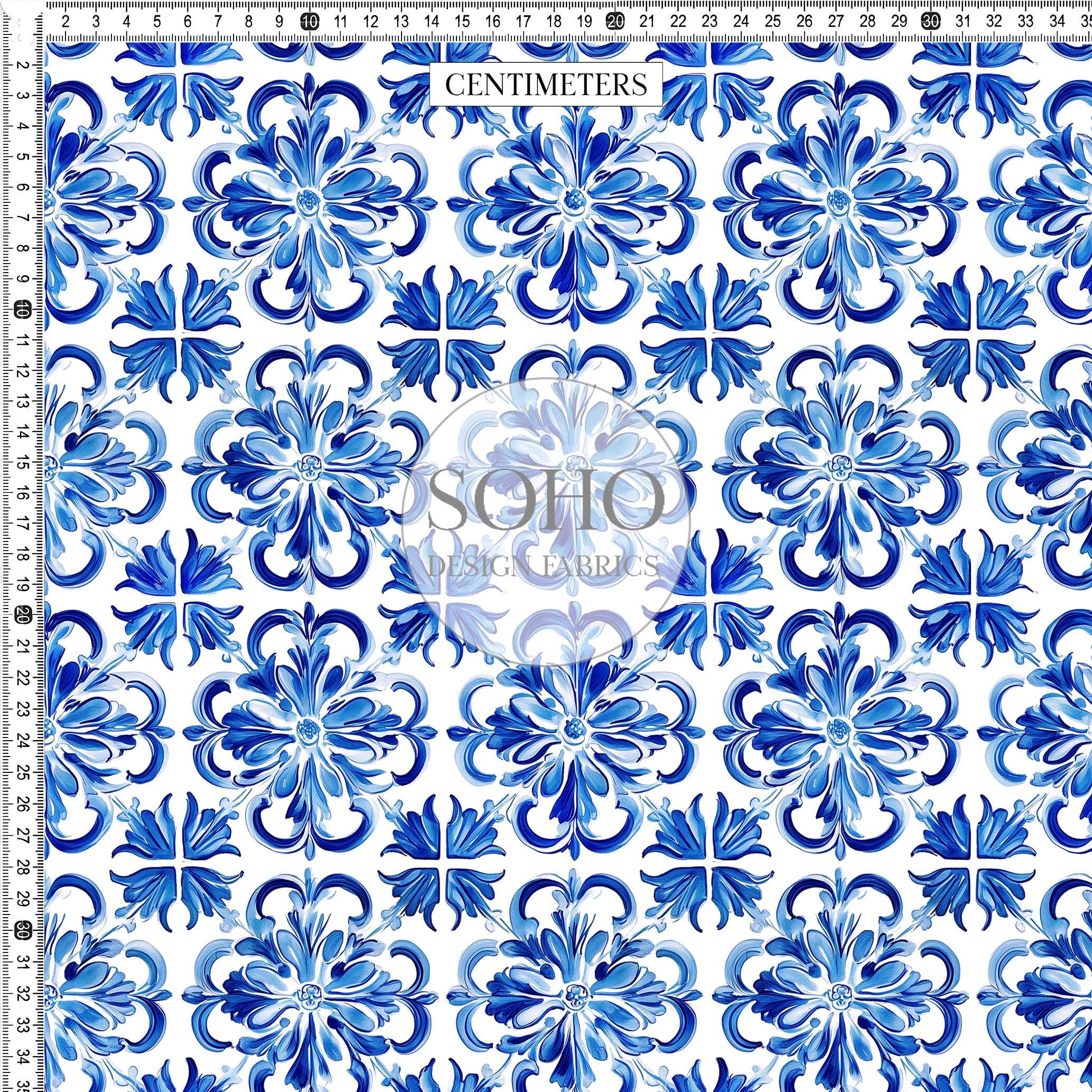 Luxury Majolica Pattern Printed Fabric // Crepe, Satin, Chiffon Fabric ...