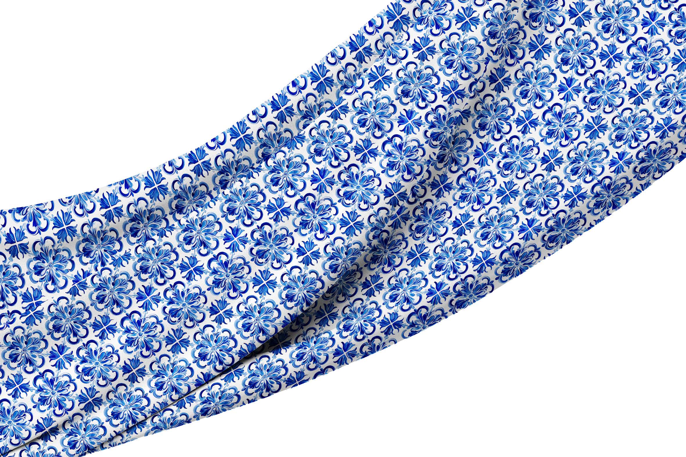 Luxury Majolica Pattern Printed Fabric // Crepe, Satin, Chiffon Fabric ...