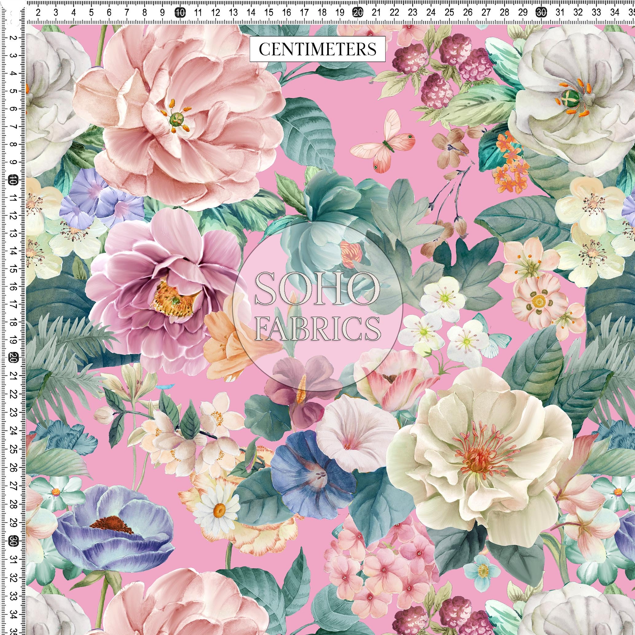Elegant Floral Pattern Printed Fabric // Crepe, Satin, Chiffon Fabric ...