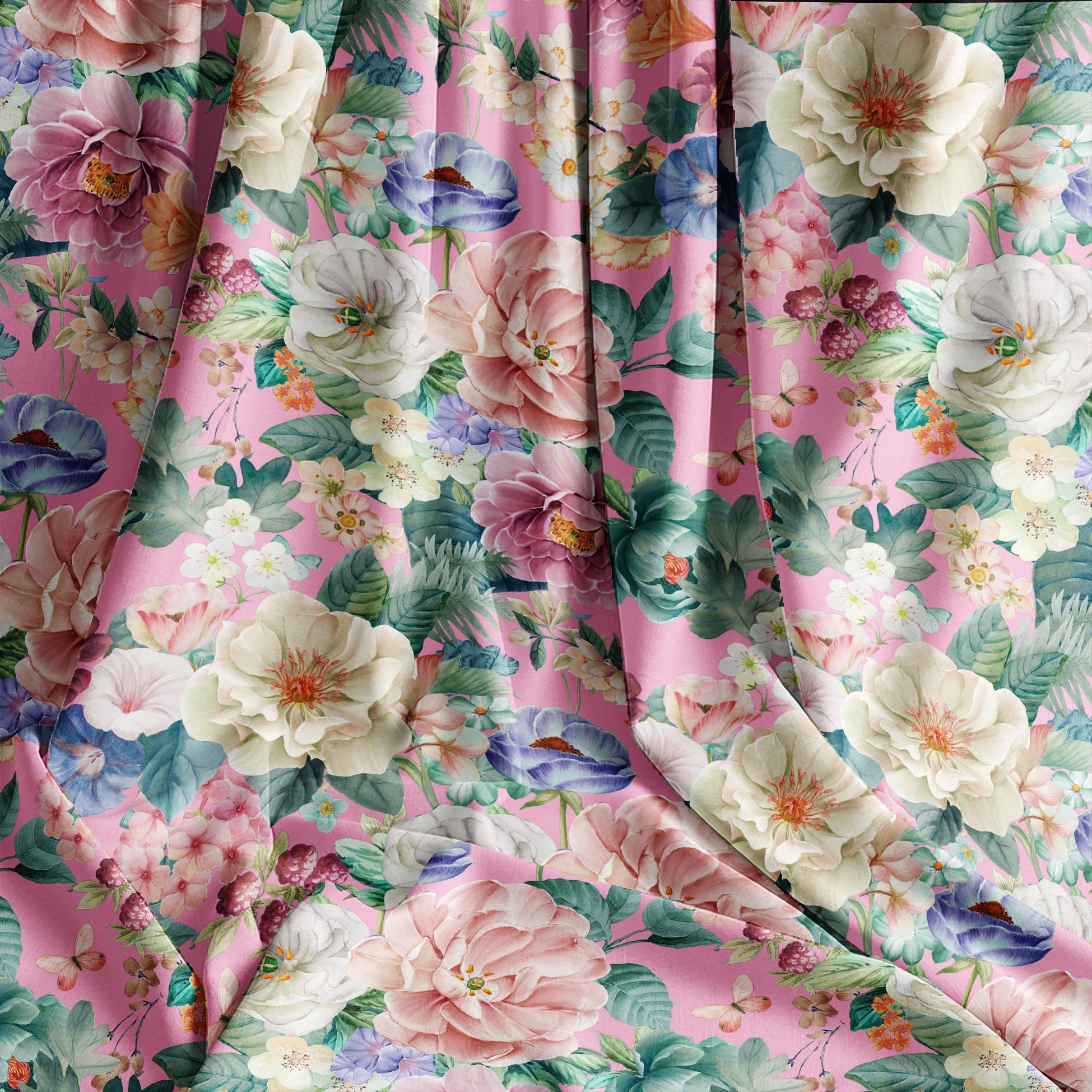 Elegant Floral Pattern Printed Fabric // Crepe, Satin, Chiffon Fabric ...