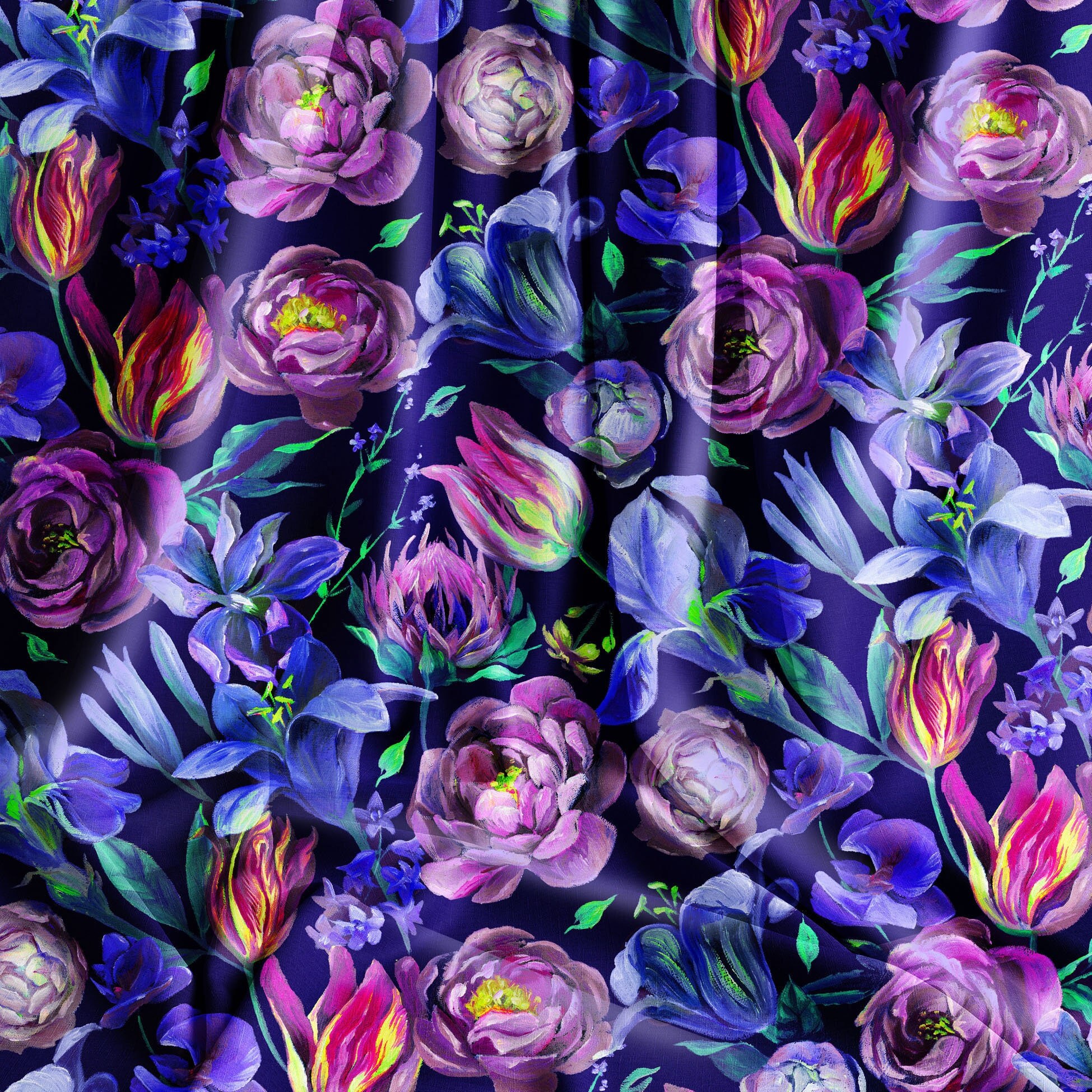Exclusively Designed Floral Pattern Printed Fabric // Crepe, Satin ...