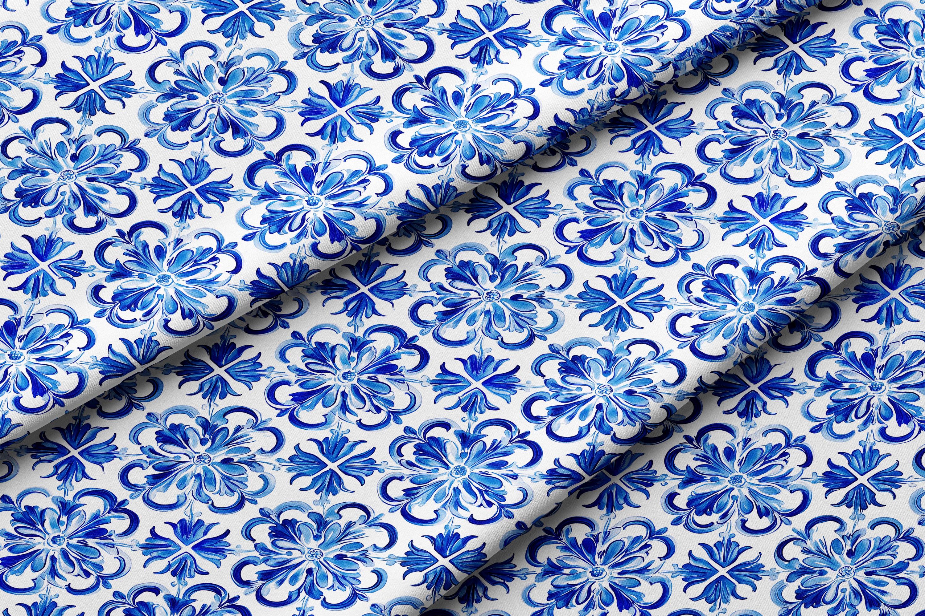 Luxury Majolica Pattern Printed Fabric // Crepe, Satin, Chiffon Fabric ...