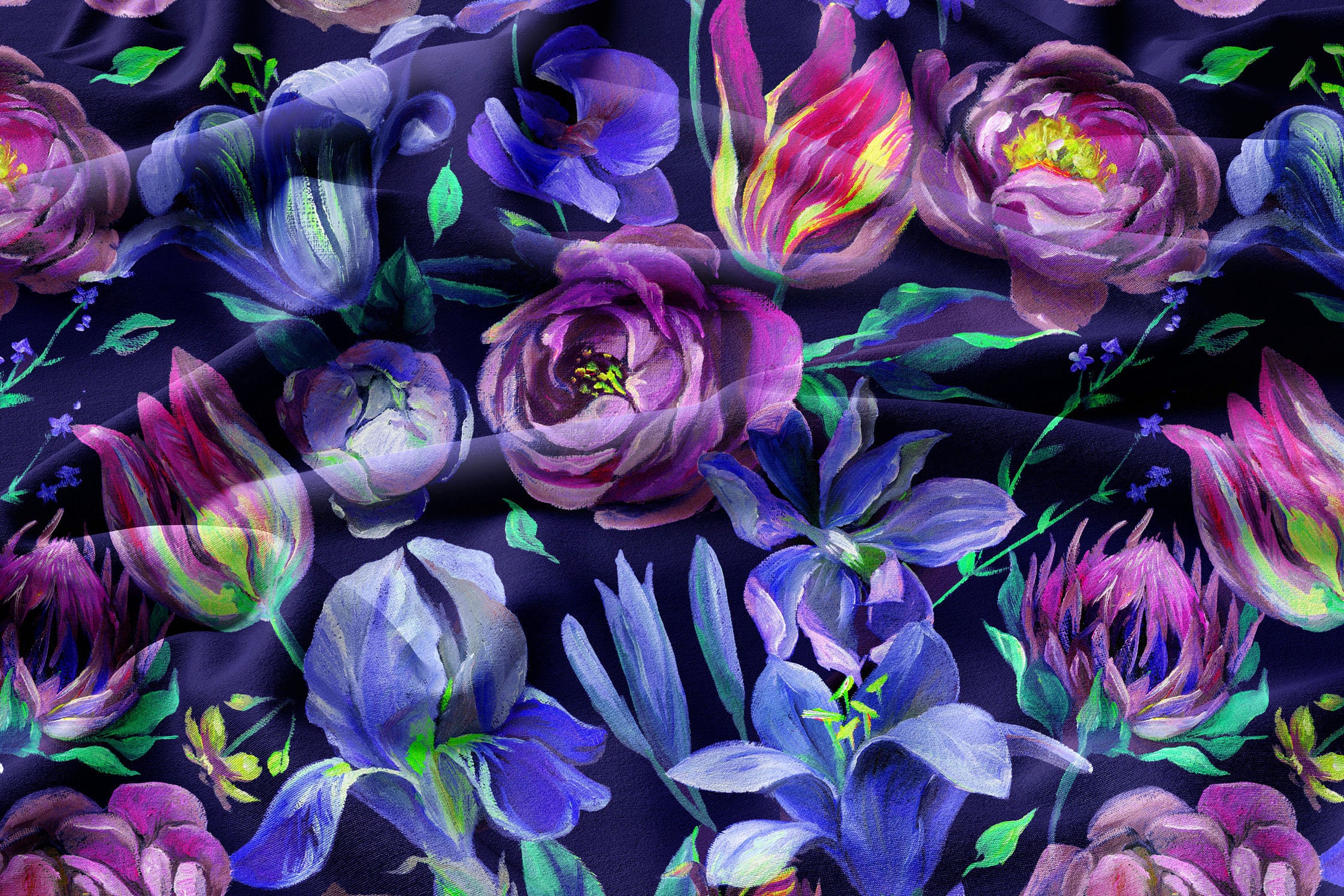 Exclusively Designed Floral Pattern Printed Fabric // Crepe, Satin ...