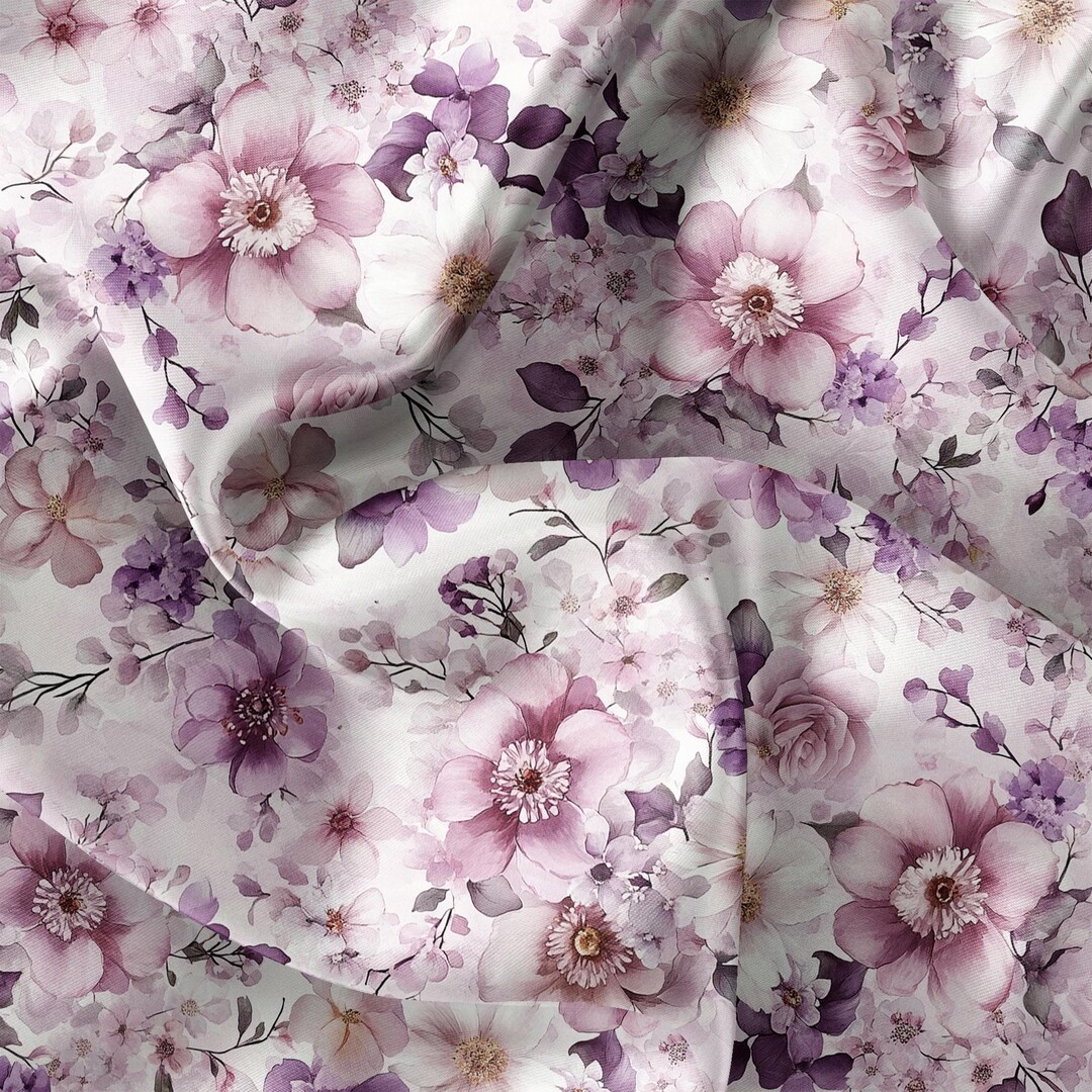 Elegant Watercolor Pastel Pink Floral Summer Fabric, Soft Pink Spring ...