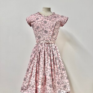 Original Vintage 1950s Soft Pink Print Junior Vogues Cotton Dress With ...