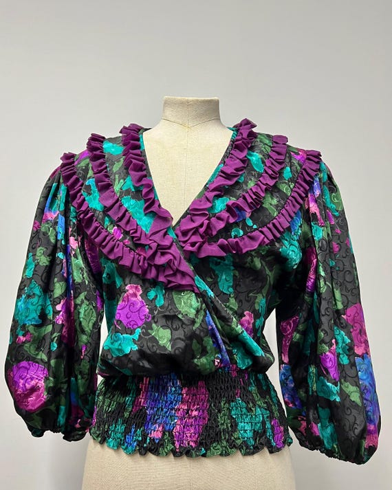 Original 1980s designer Diane & Susan Freis floral pr… - Gem