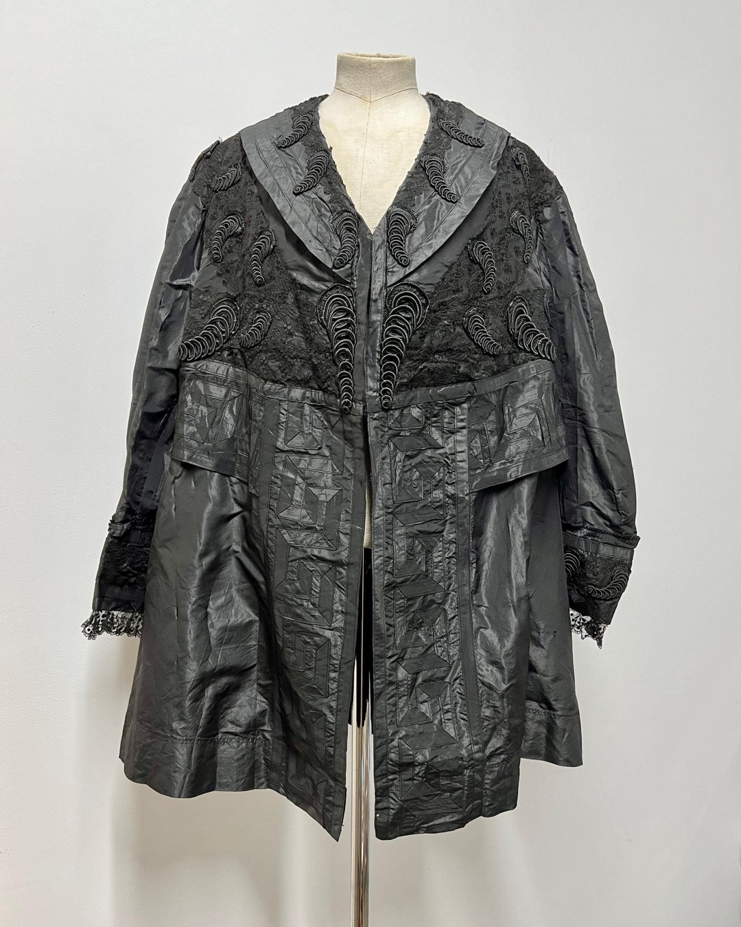 Amazing Black Silk Taffeta Victorian Evening Opera Coat Heavily ...