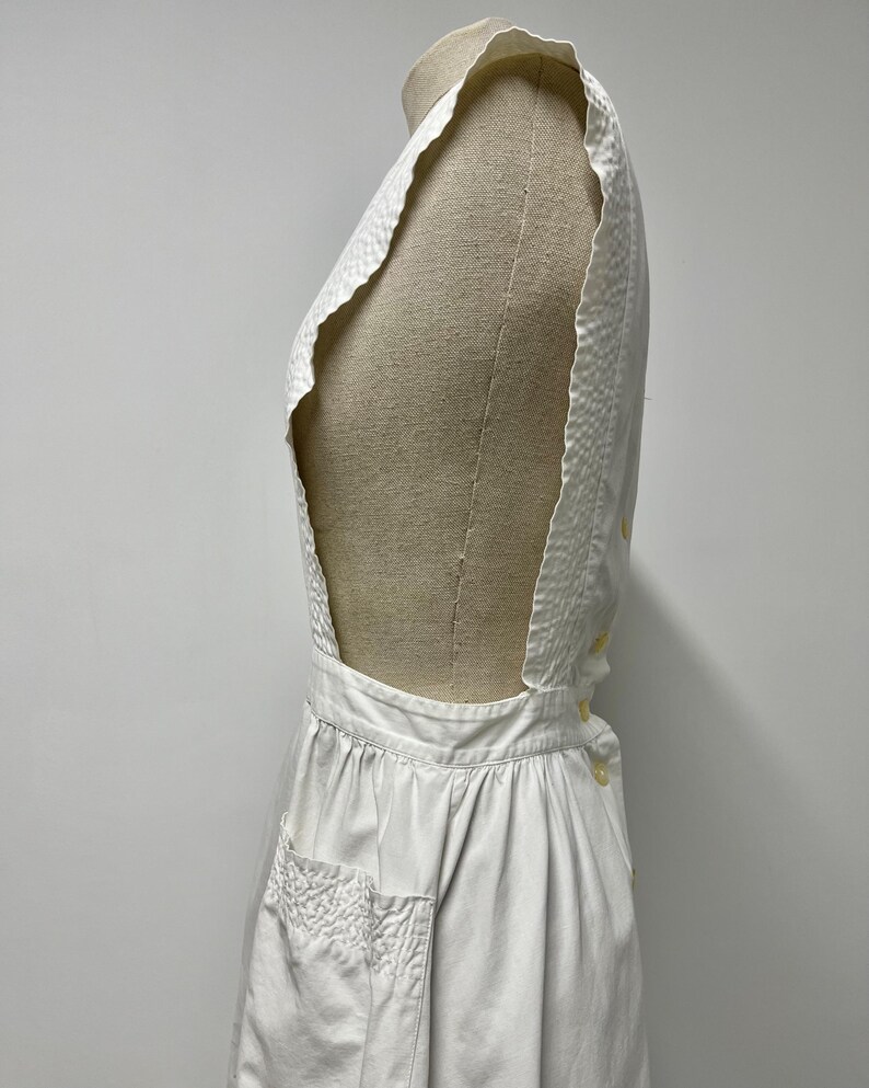 Cute 1950s White Cotton Apron Pinafore Uniform Dress With Pockets - Etsy