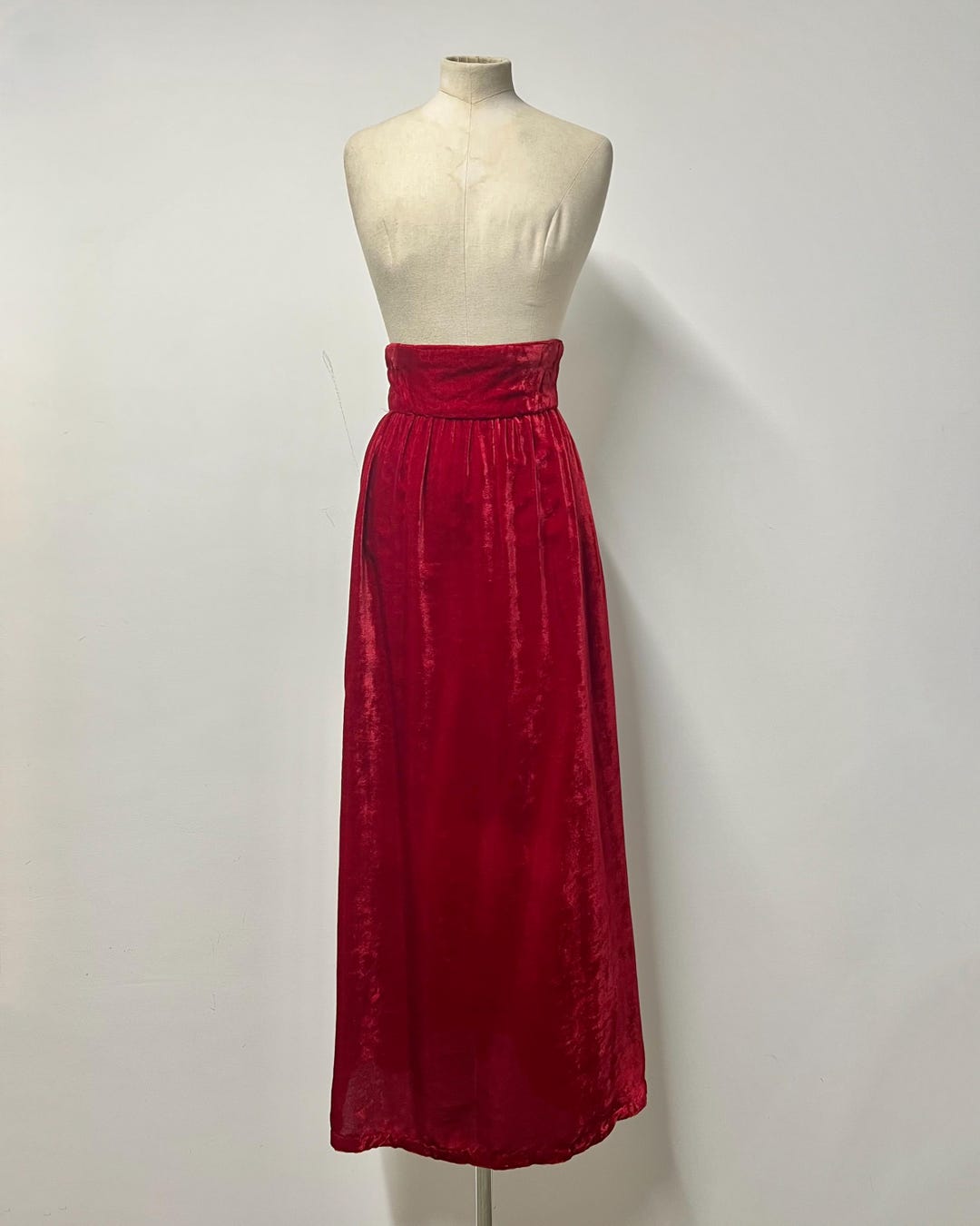 Lovely 1960s/70s Red Velvet Cummerbund Maxi Skirt - Etsy