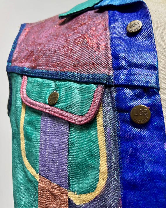 Cool 1980s custom painted Lee artist denim vest fashi… - Gem