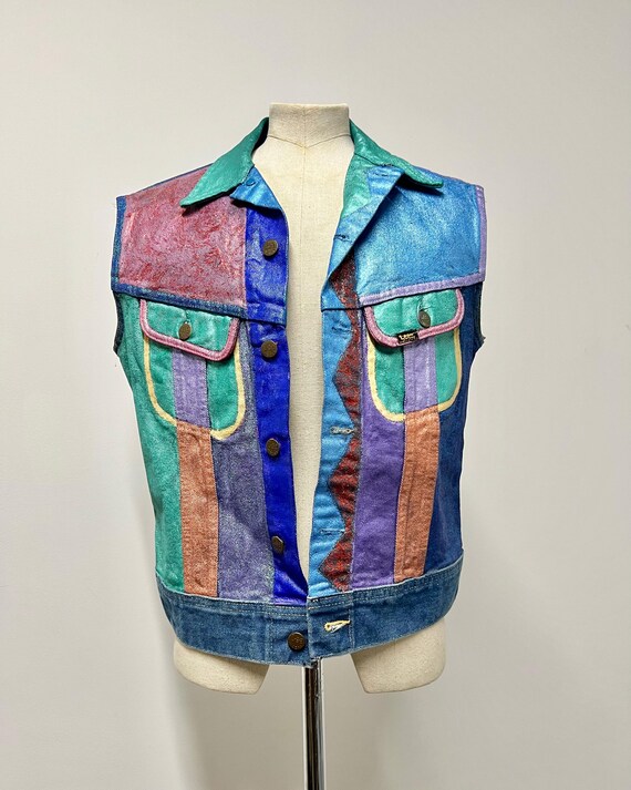 Cool 1980s custom painted Lee artist denim vest fashi… - Gem