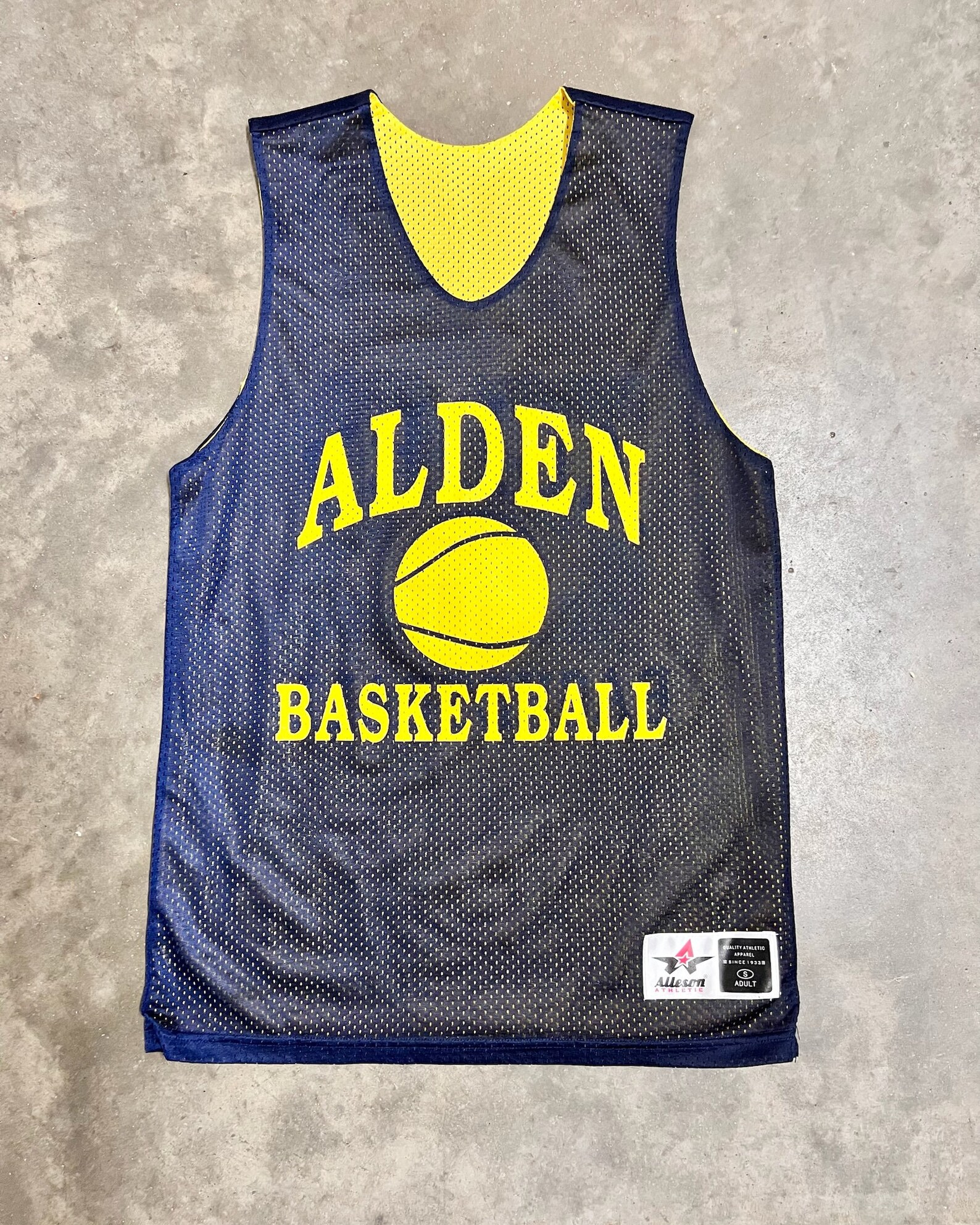 Cool Reversible Double-sided Alden Basketball Yellow Navy Sports Jersey ...