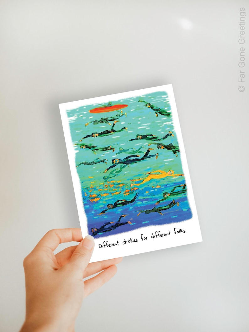 Wild Swimming Card for Birthday, Funny Birthday Card for Swimmer ...