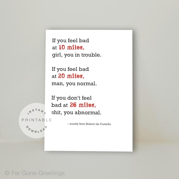 Funny Birthday Card for Marathon Runner Printable Greeting - Etsy