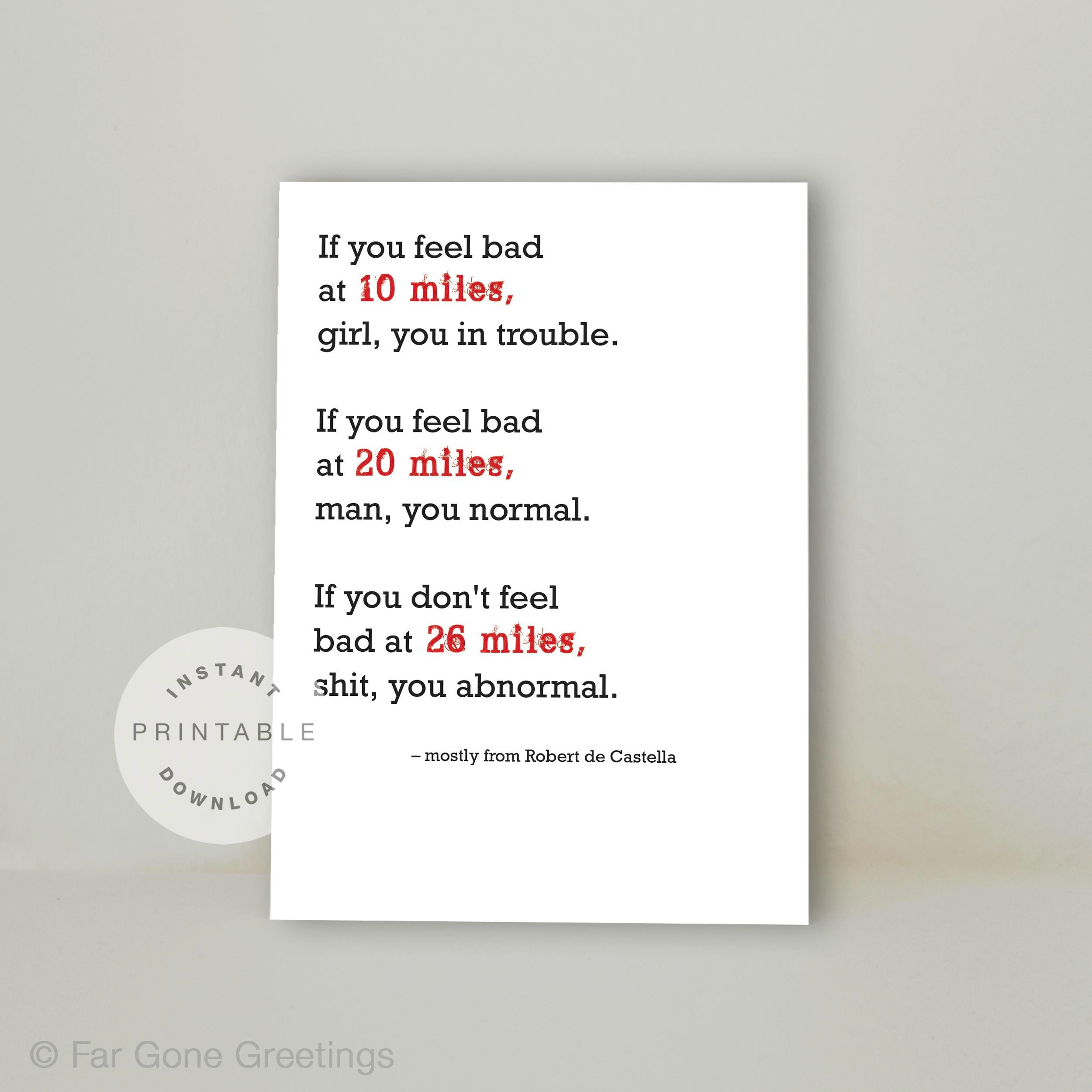 Funny Birthday Card for Marathon Runner, Printable Greeting Card for ...