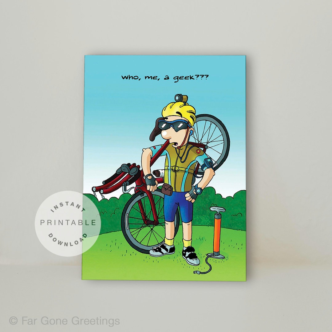 Cyclist Digital Bday Card, Funny Greeting Card for Cyclist, Bike ...