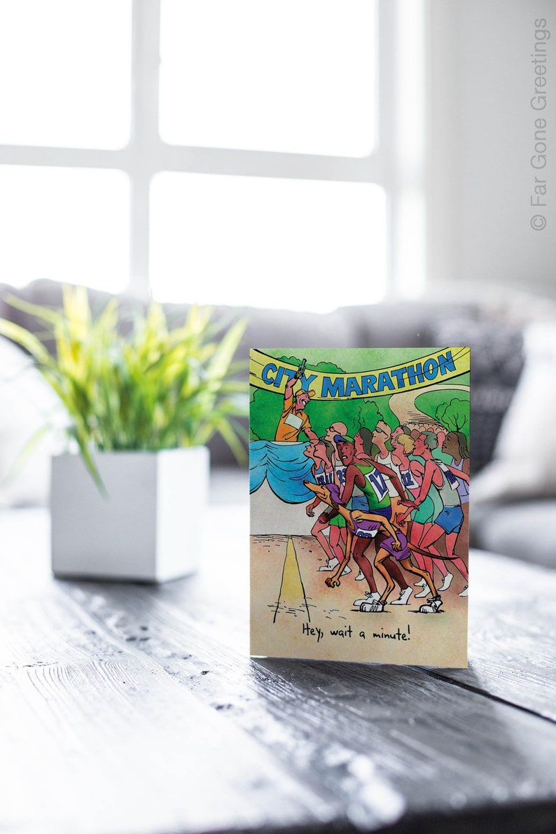 Digital Funny Birthday Card for Marathon Runner, Greyhound Running Card ...
