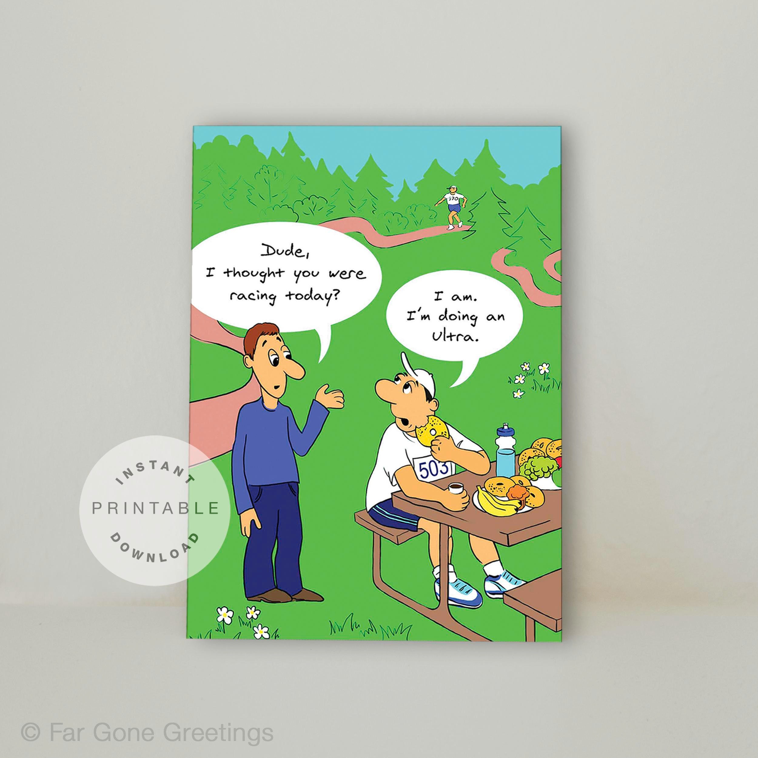 Ultra Runner Printable Bday Card, Marathon Runner Greeting Card ...