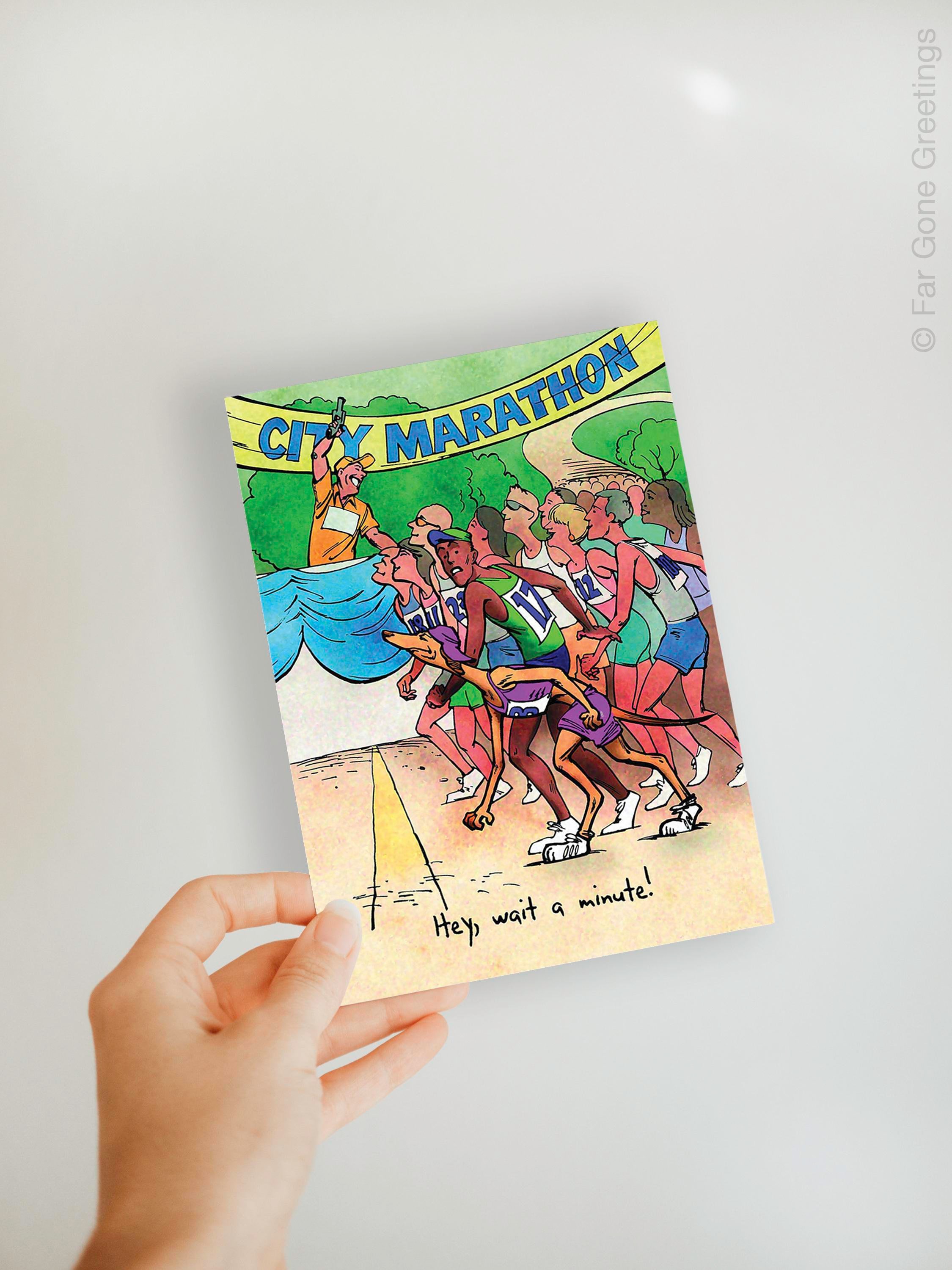 Digital Funny Birthday Card for Marathon Runner, Greyhound Running Card ...
