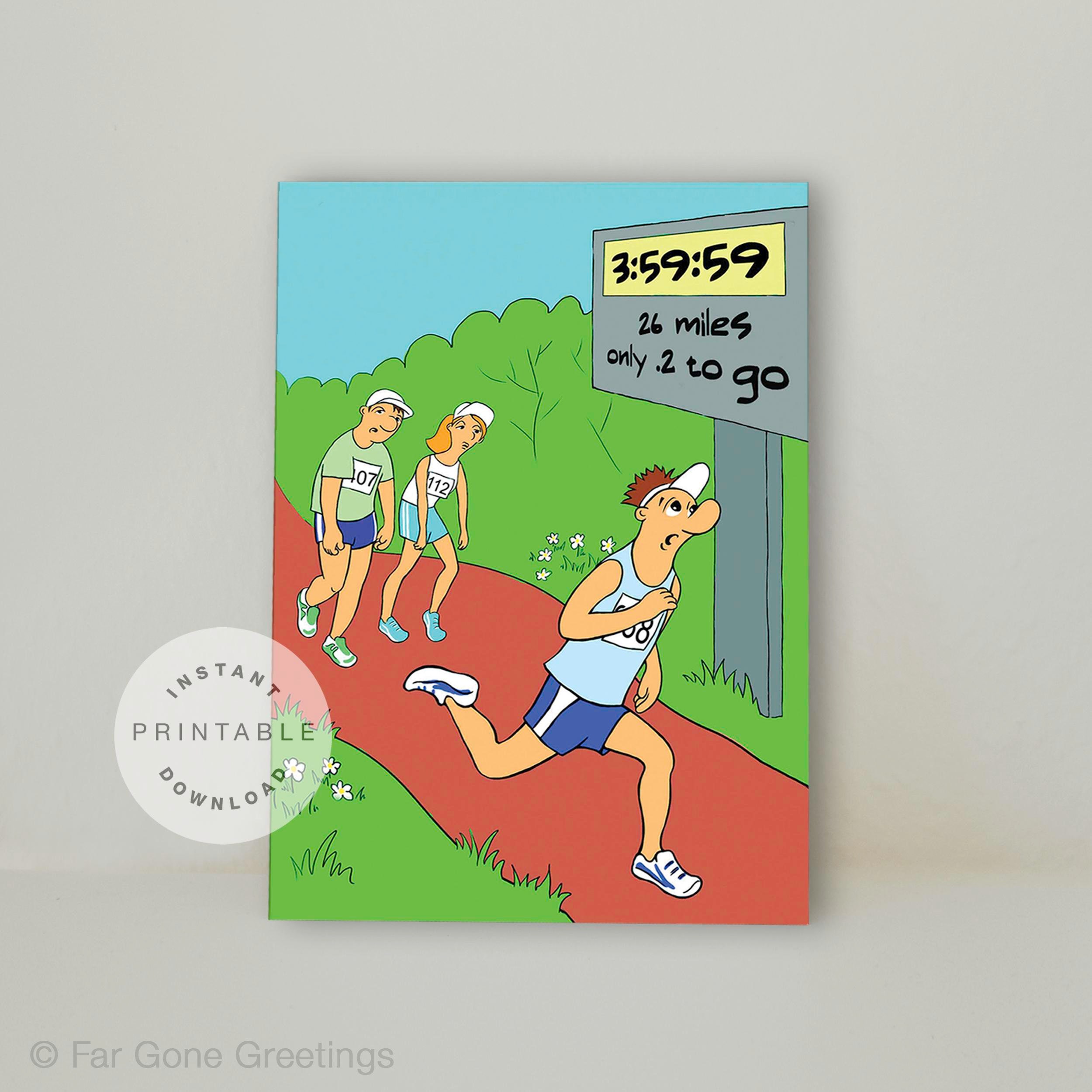 Printable bday card for runner Marathon runner greeting card - Etsy España
