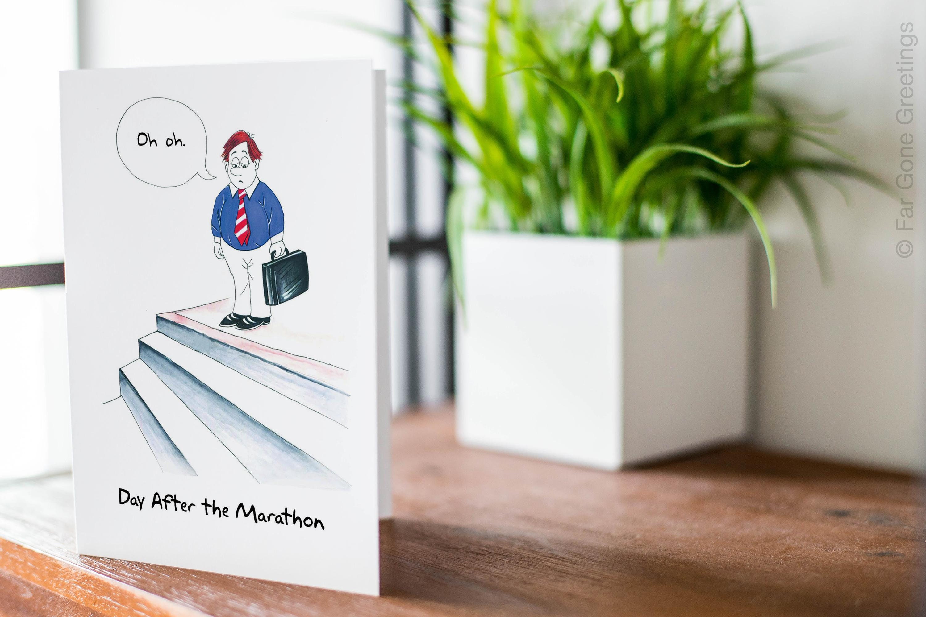 Marathon Runner Congratulations Card, Funny Running Card for Marathon ...