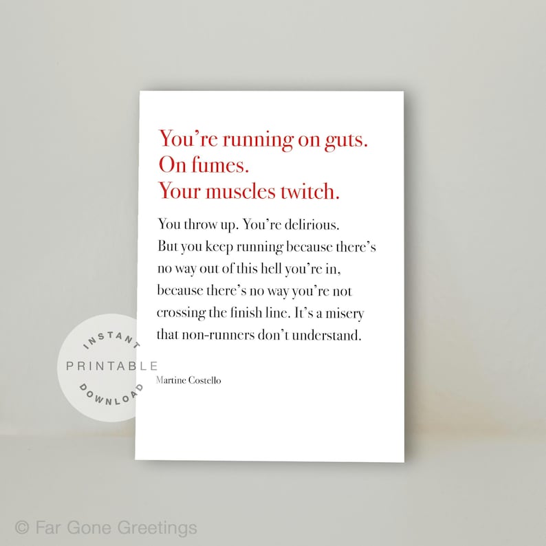 Printable Birthday Card for Marathon Runner, Happy Birthday Card for ...