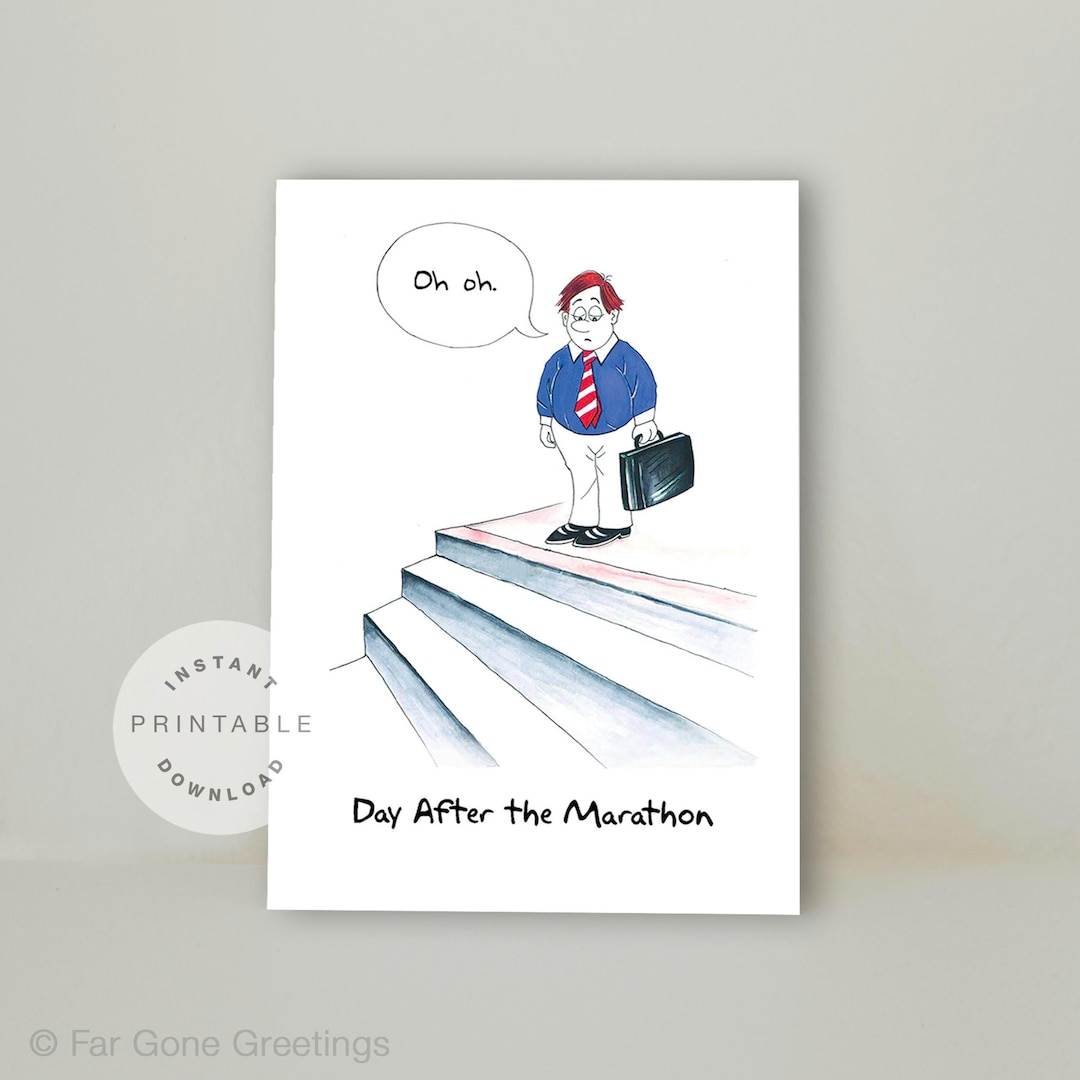 Marathon Runner Congratulations Card, Funny Running Card for Marathon ...