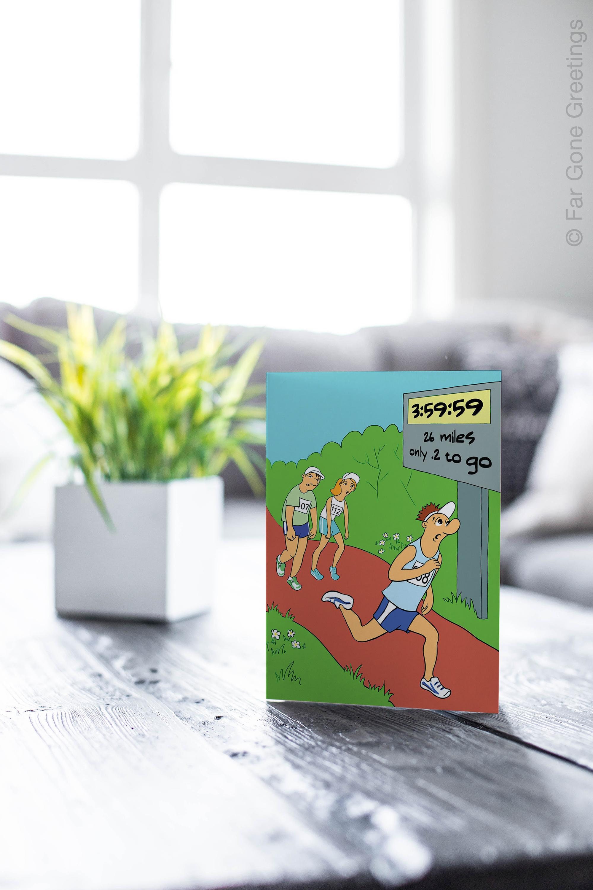 Printable Bday Card for Runner, Marathon Runner Greeting Card, Running ...