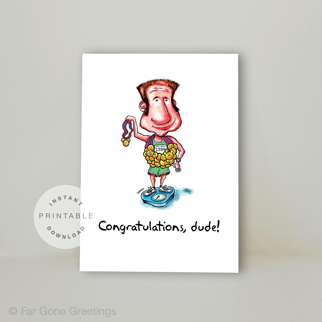 Printable Birthday Card for Ironman, Marathon Runner Digital Running ...