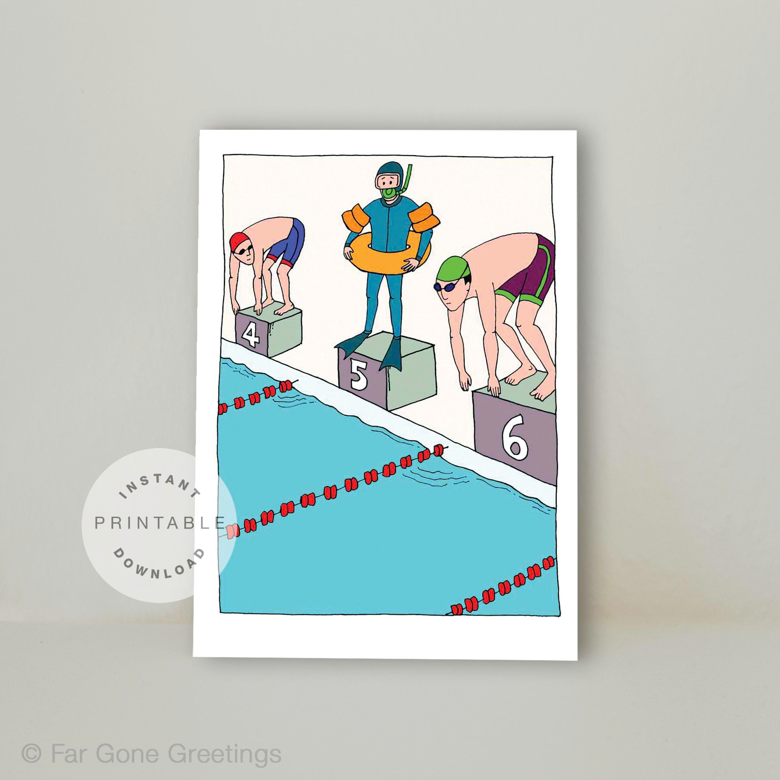 Good Luck Card for Swimmer Digital Funny Card for Novice - Etsy