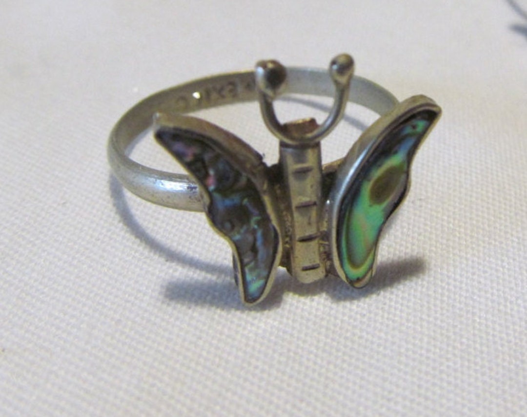 Fly Free Butterfly Ring Abalone Sterling Silver Ring Size 7 Bohemian ...