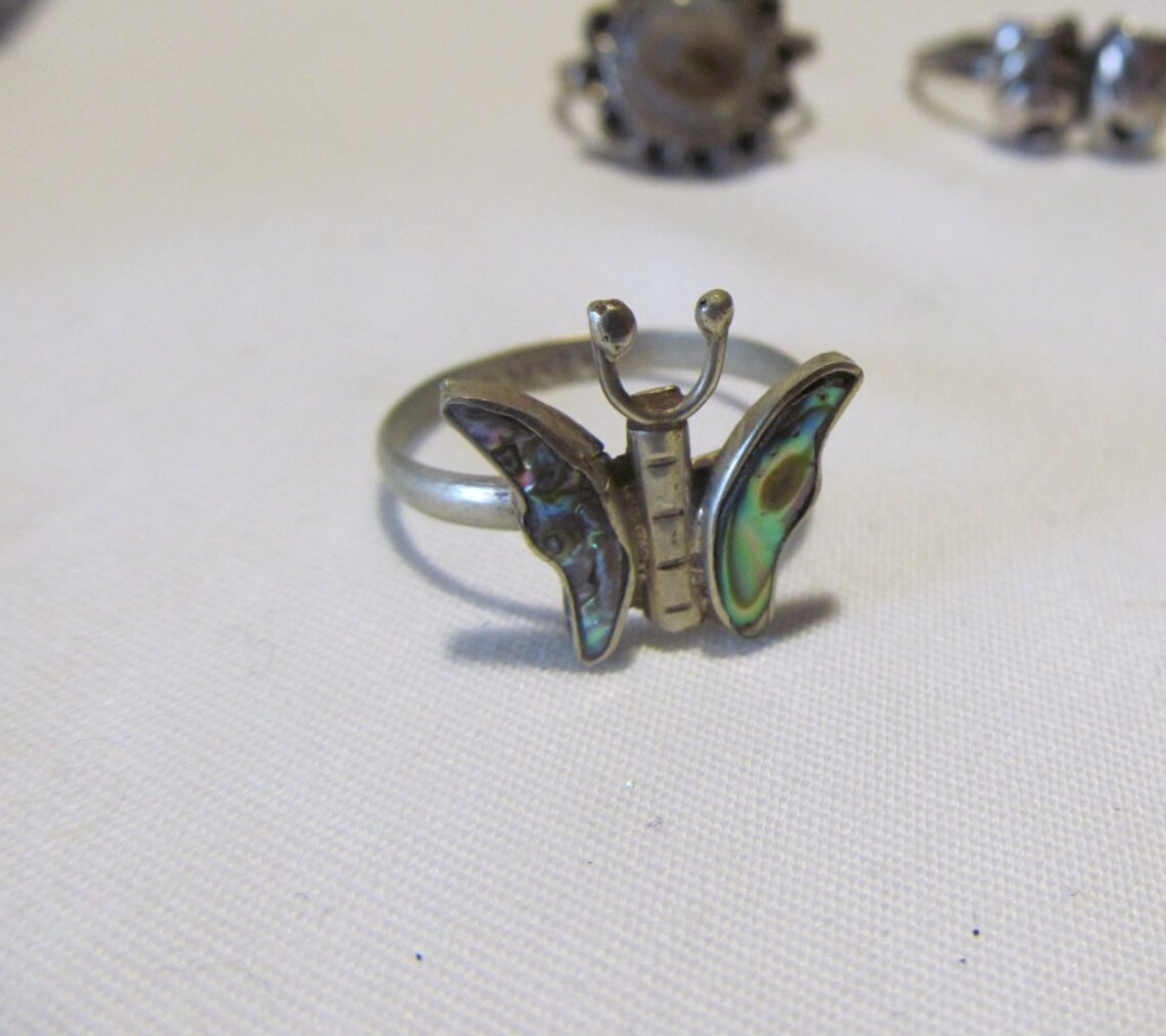 Fly Free Butterfly Ring Abalone Sterling Silver Ring Size 7 Bohemian ...