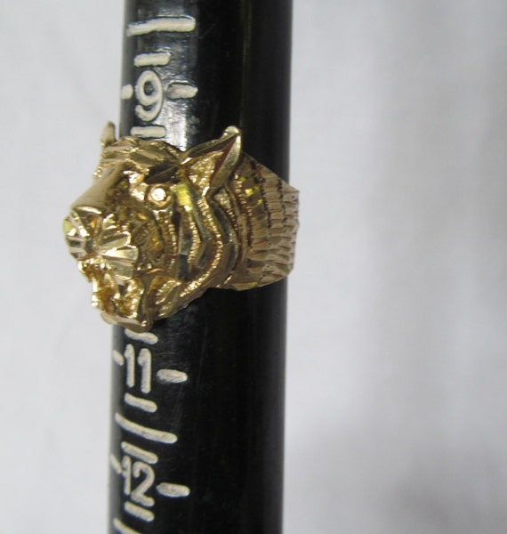 Tiger Rings Roaring Teeth Lion Head Ring 10K Mens Gol… - Gem