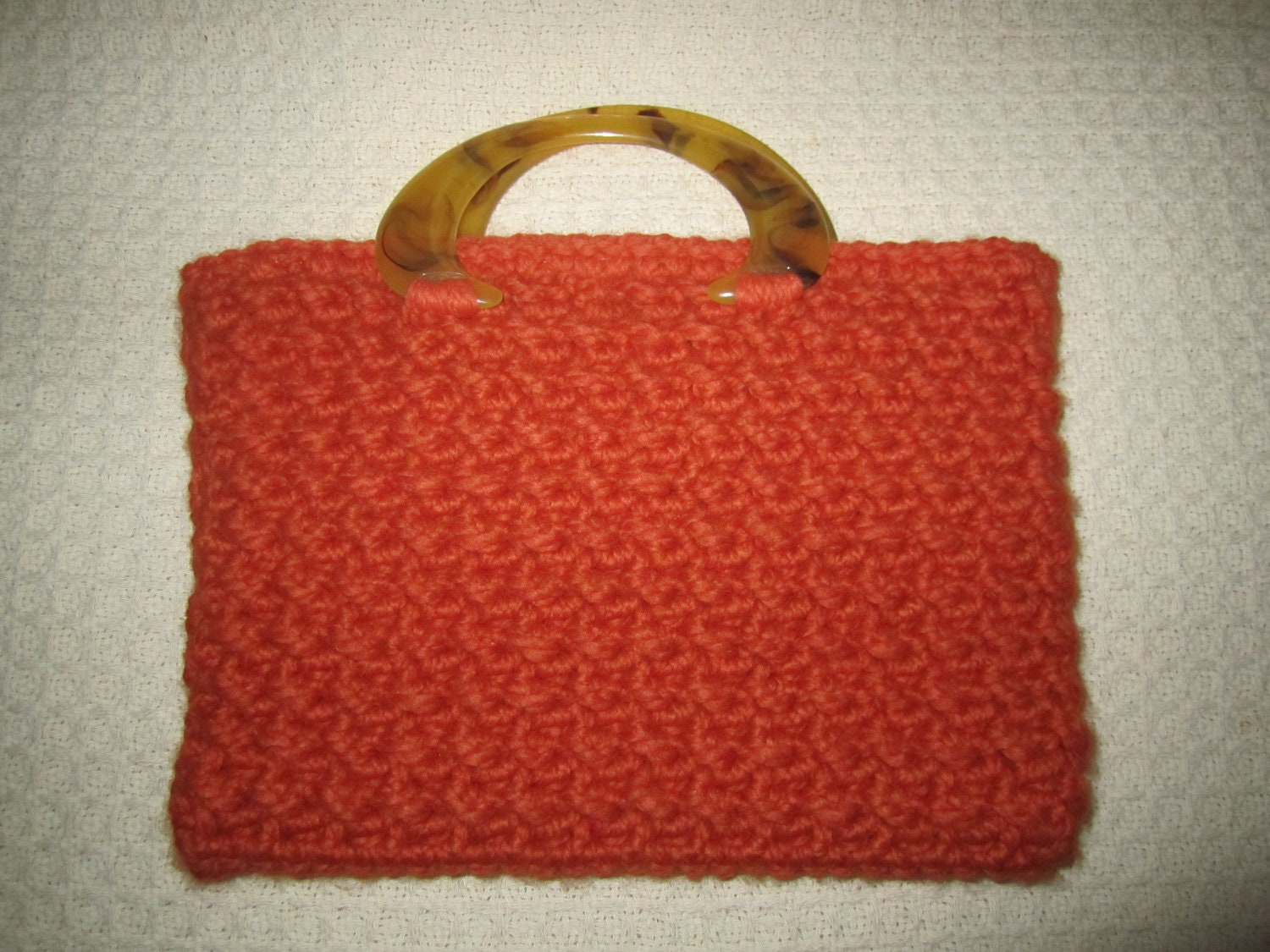 Orange Crochet Textured Bag - Etsy