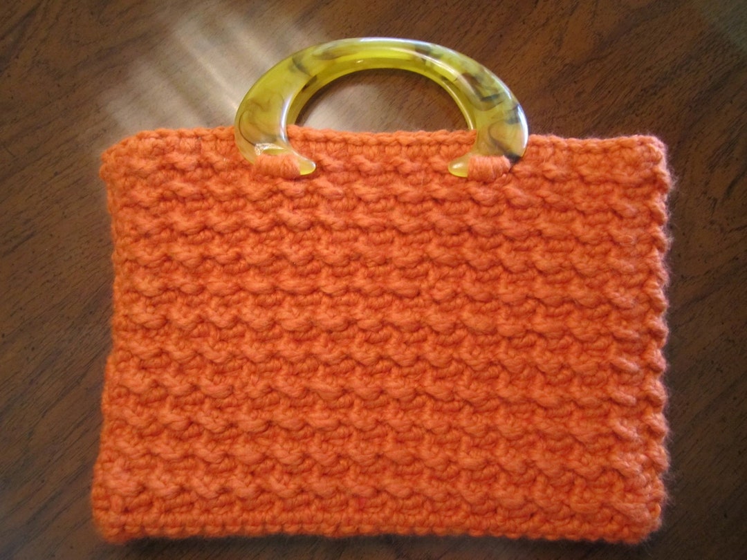 Orange Crochet Textured Bag - Etsy
