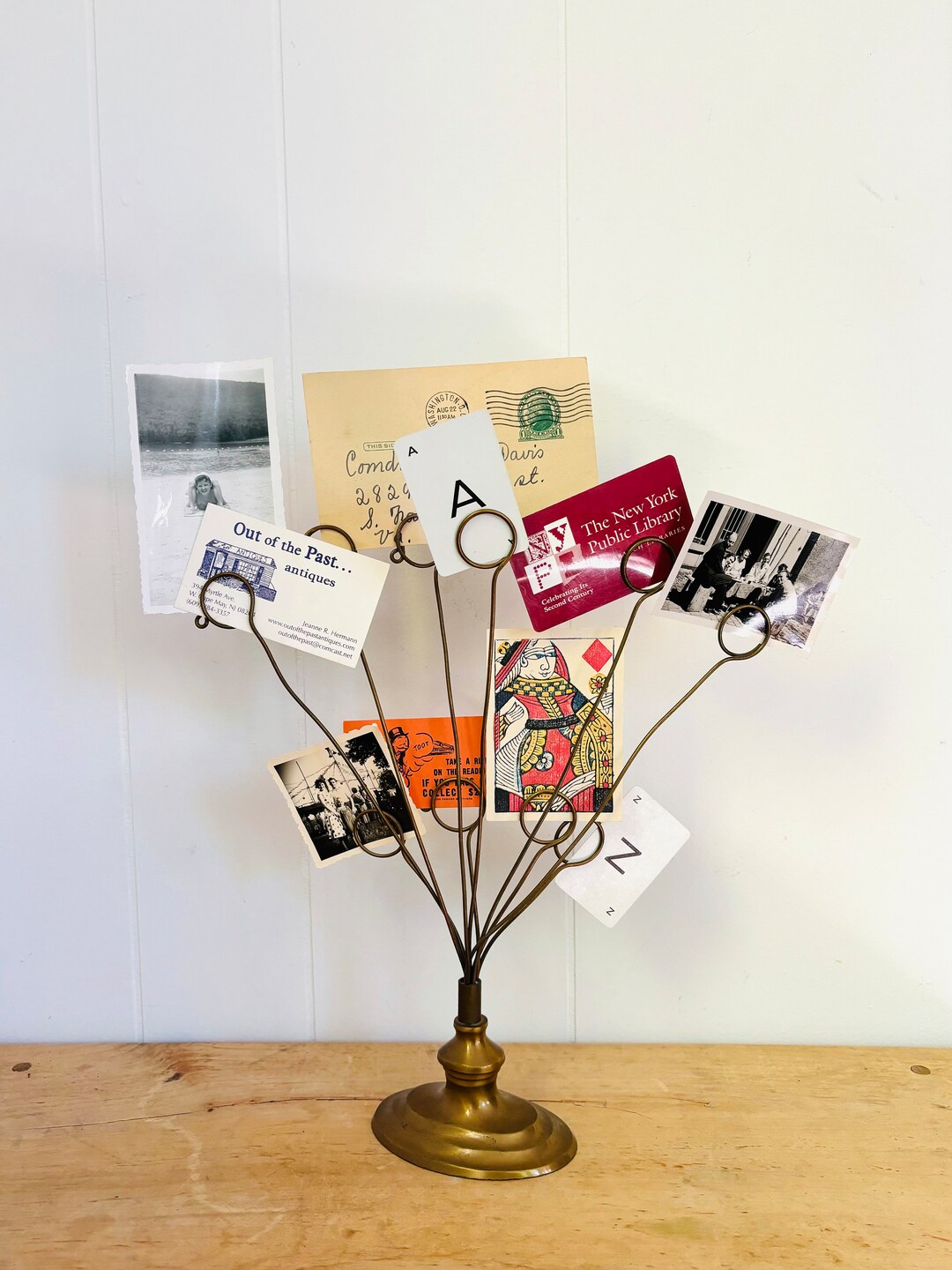 Gold Wire Memo Holder Clips Photo Tree Tall Picture Stand Adjustable ...
