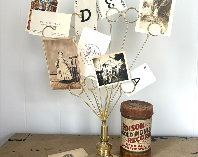 Gold Wire Memo Holder Clips Photo Tree Tall Picture Stand Adjustable ...