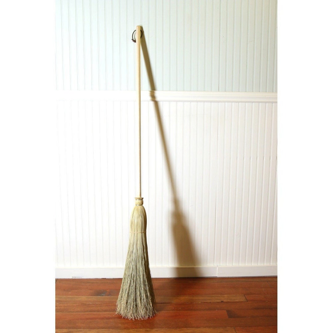 Early American Floor Broom - Traditional Round Sewn Besom - Hardwood ...