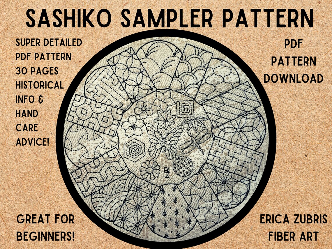 Shashiko Embroidery Japanese Sampler Patterns Stitchalong - Etsy