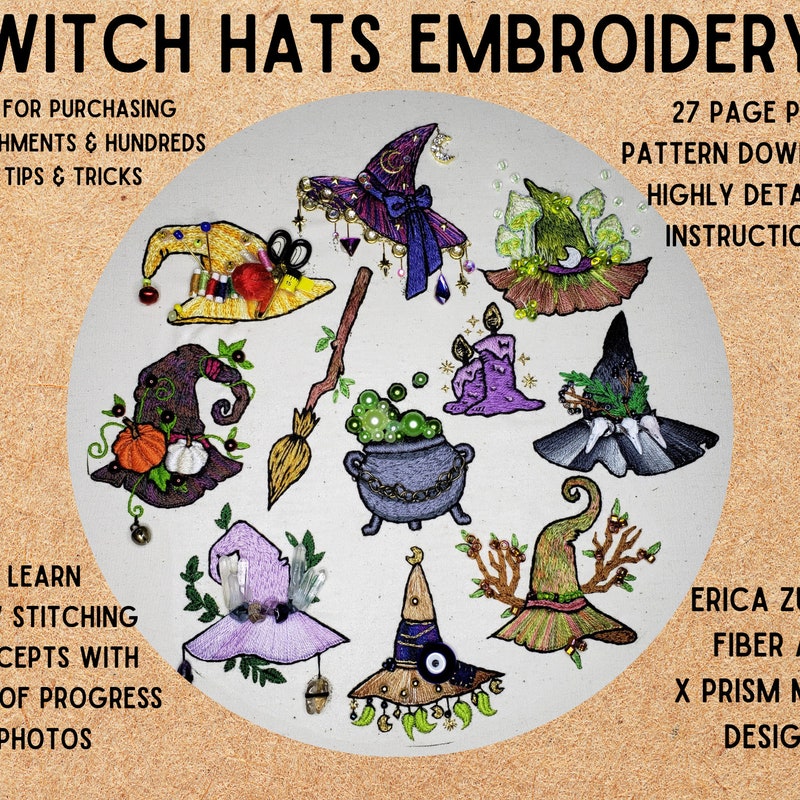Witch Embroidery Pattern - Etsy