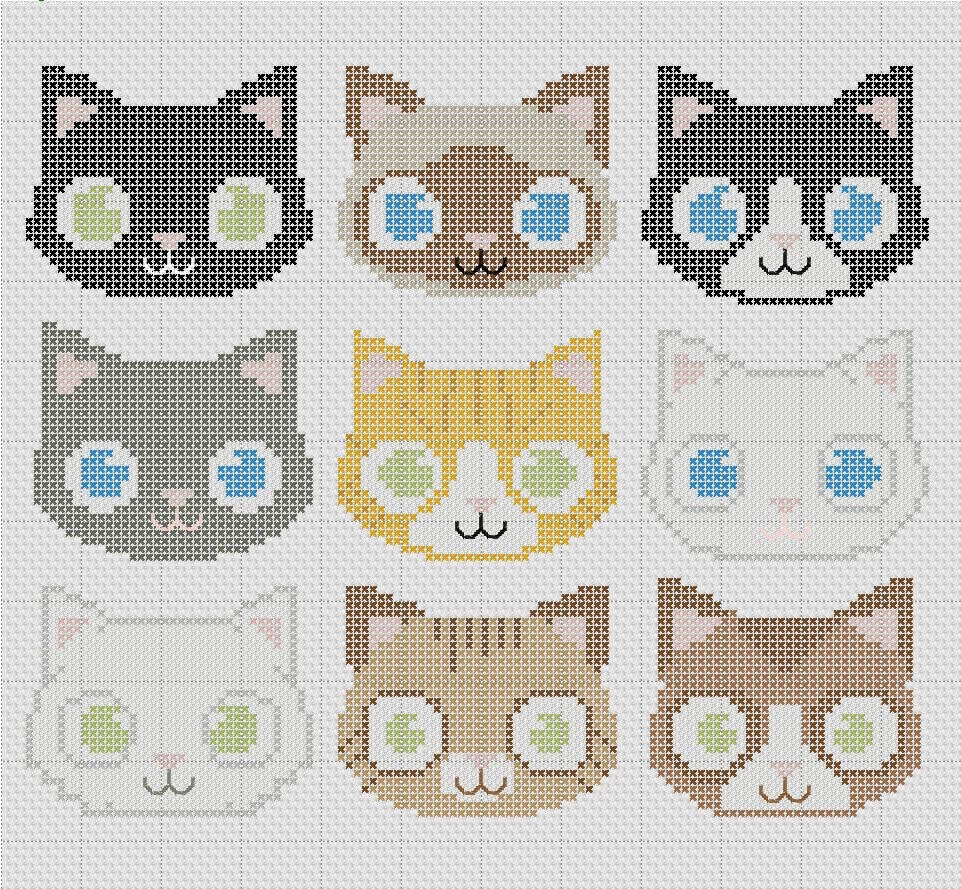 Little Cats Cross Stitch Pattern 9 in 1 Kittens Easy PDF - Etsy